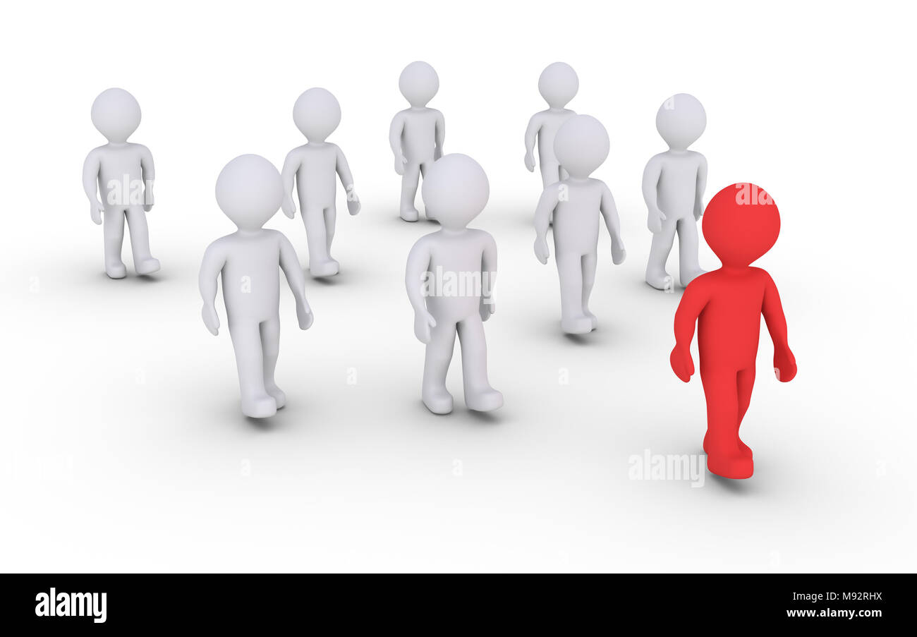 A group of people are walking and in front is the leader Stock Photo ...