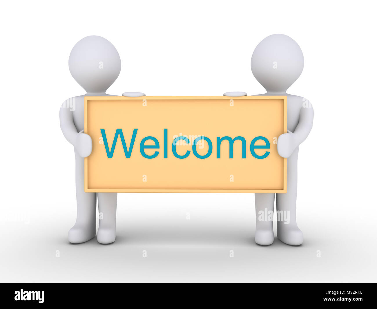 Two people are holding a board with the Welcome word on it Stock Photo ...