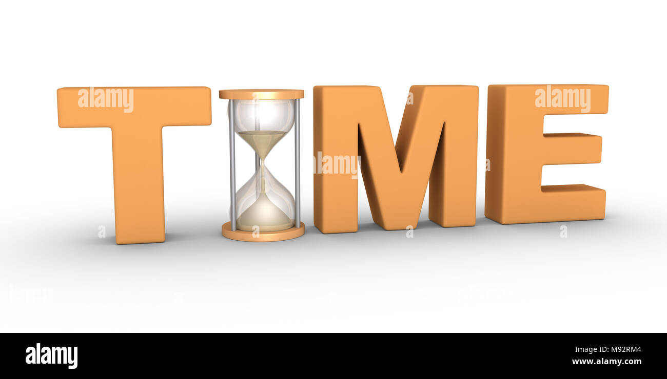 TIME word with an hourglass included in the letters Stock Photo - Alamy