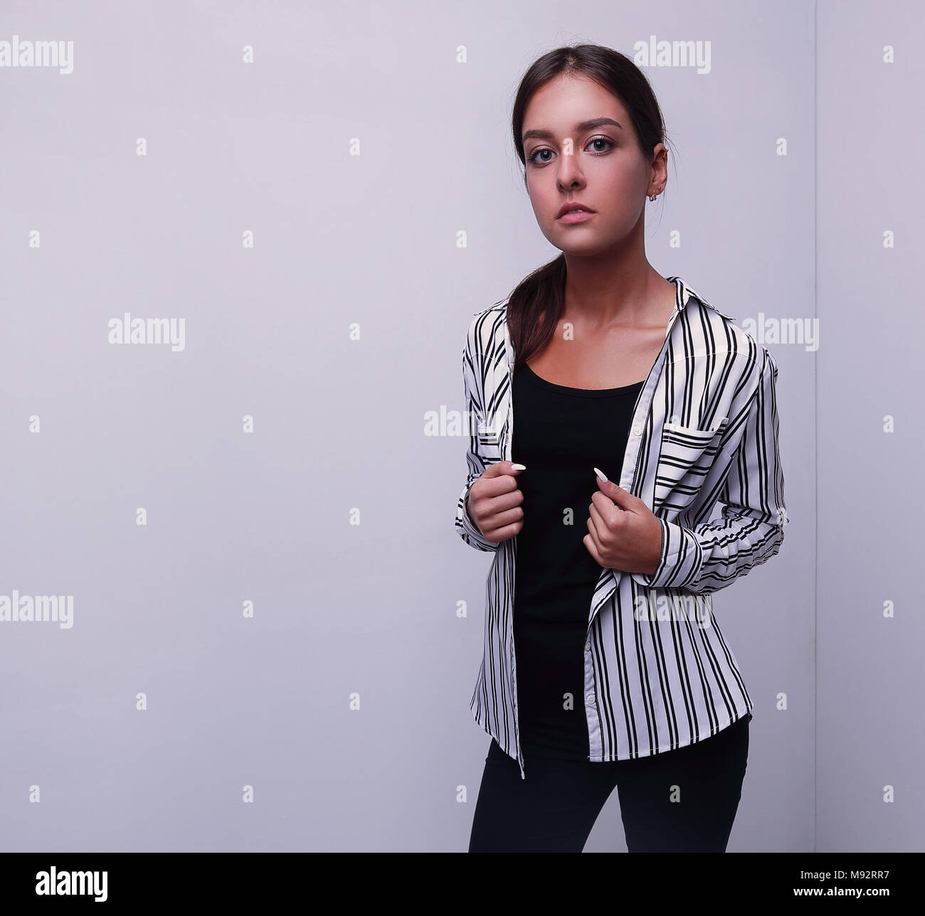 stylized photo .a young woman slowly walks forward.isolated Stock Photo ...