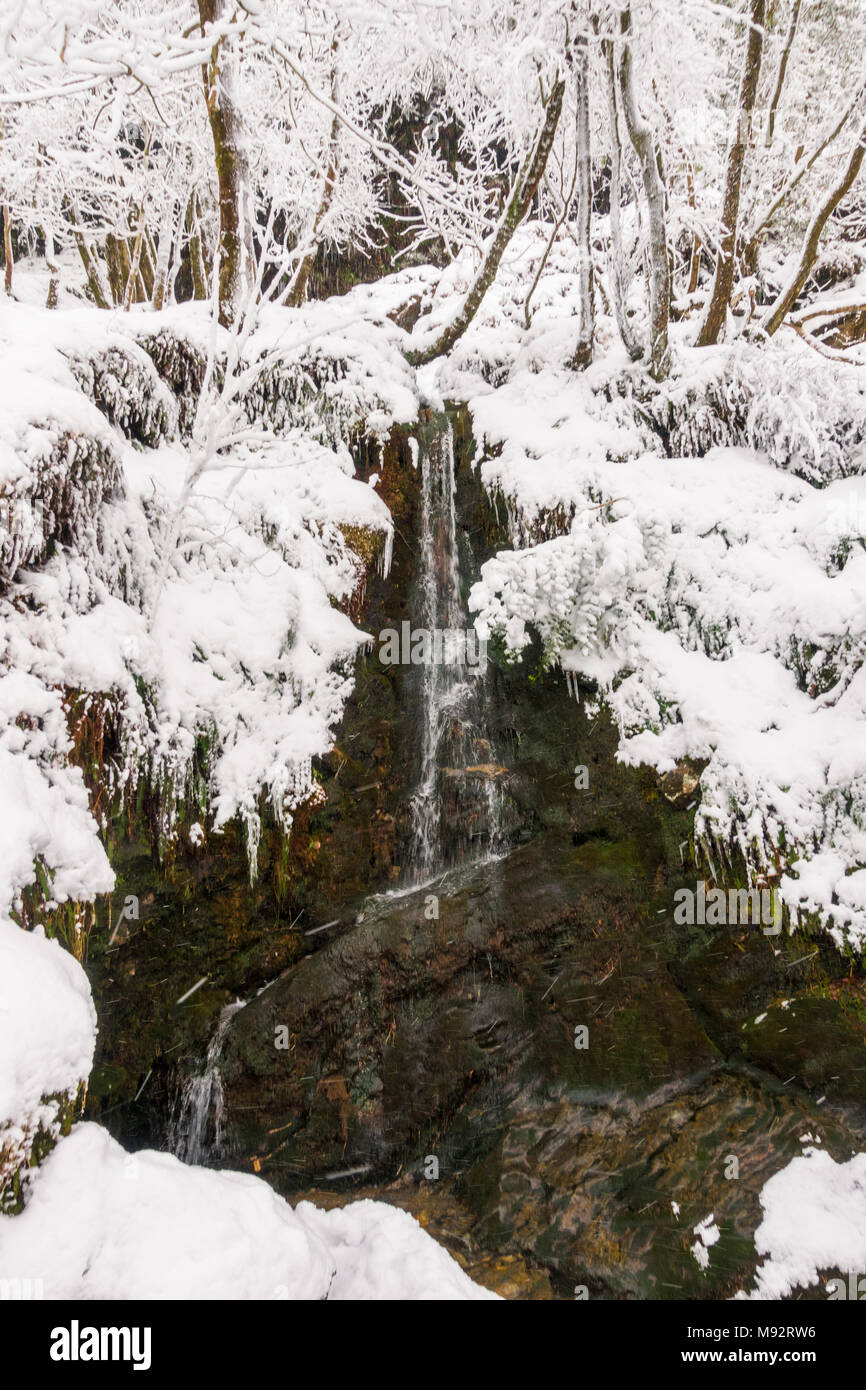 Landscape of Glendalough, Wicklow Mountains in deep snow - Ireland ...