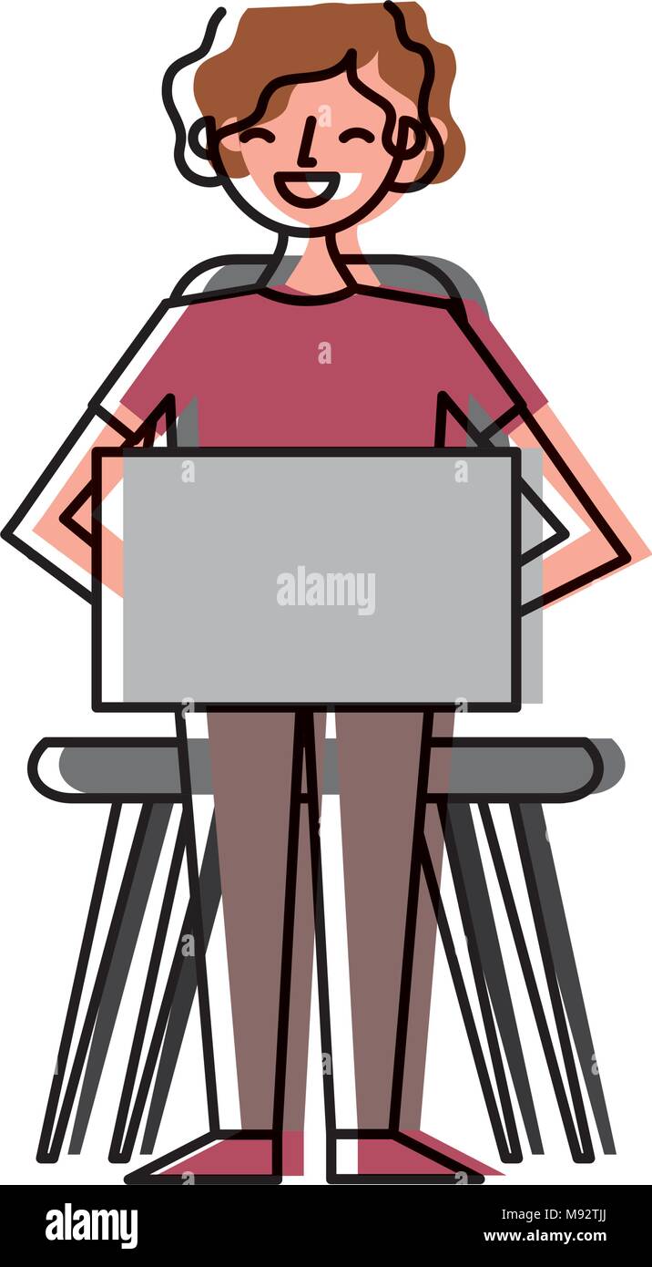 Two people using computer Stock Vector Images - Alamy