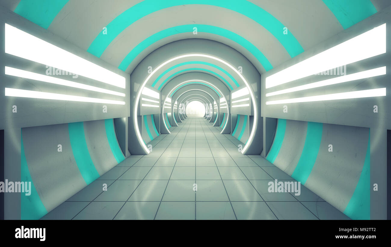 3D render. Futuristic interior spaceship design Stock Photo - Alamy