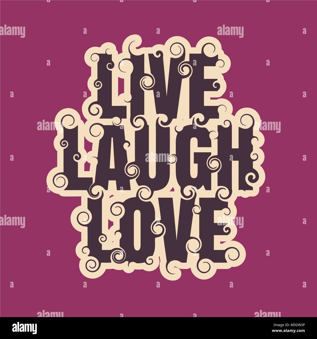 Vector Lettering Illustration With Words Live Laugh Love Stock Vector Image And Art Alamy