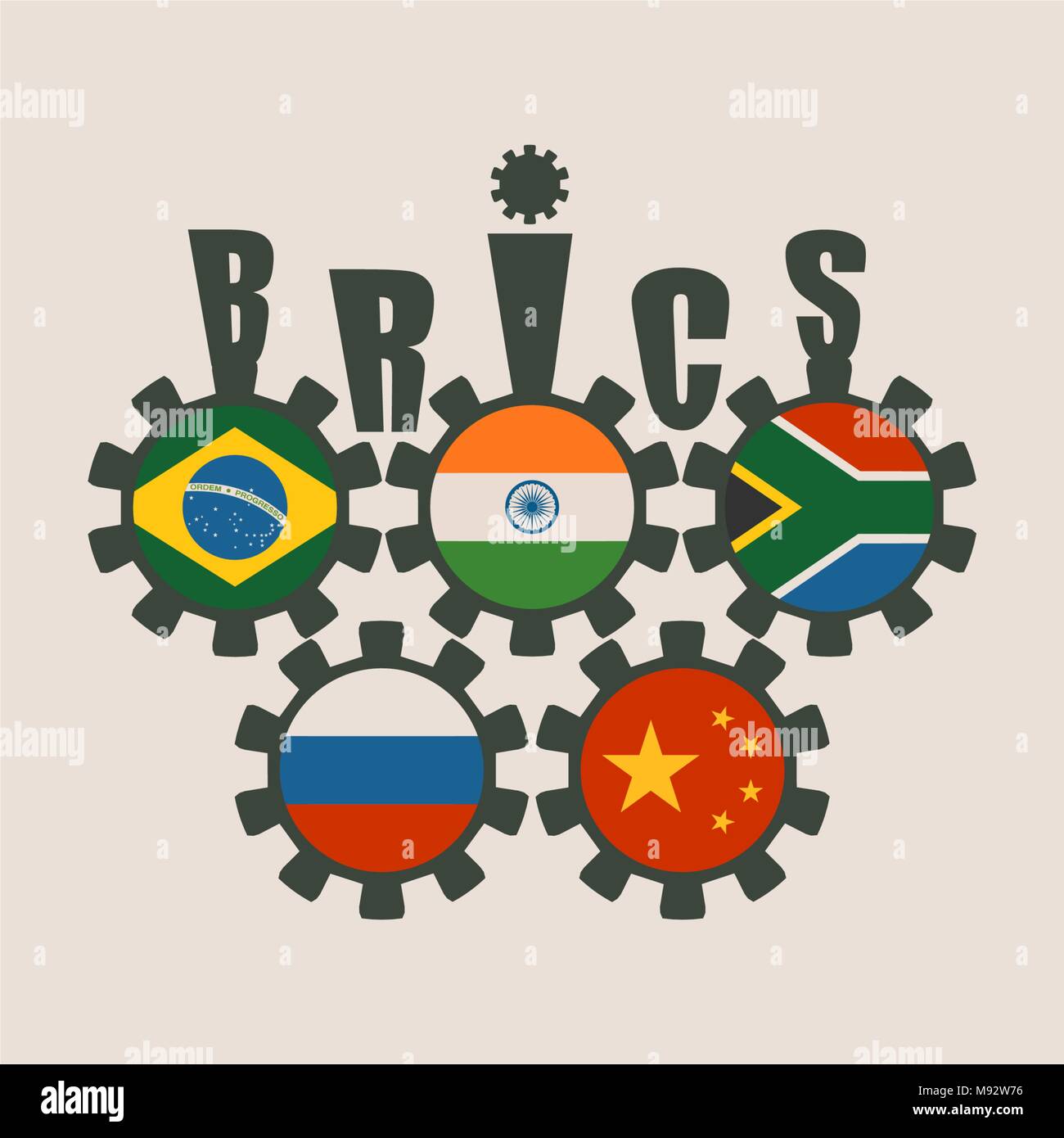BRICS union members national flags on gears Stock Vector Image & Art ...