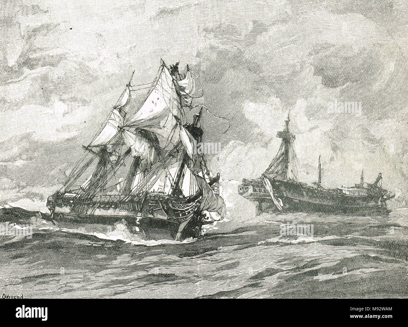 The Action of 17 June 1778, the Fight of Belle Poule and Arethusa Stock ...