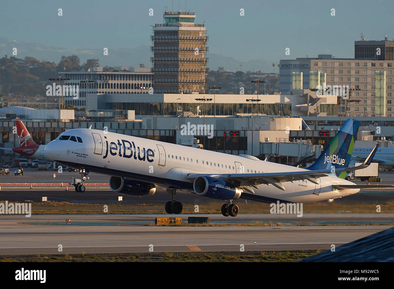 jetBlue Airways Airbus A321 Jet Airliner Taking Off From Los Angeles ...
