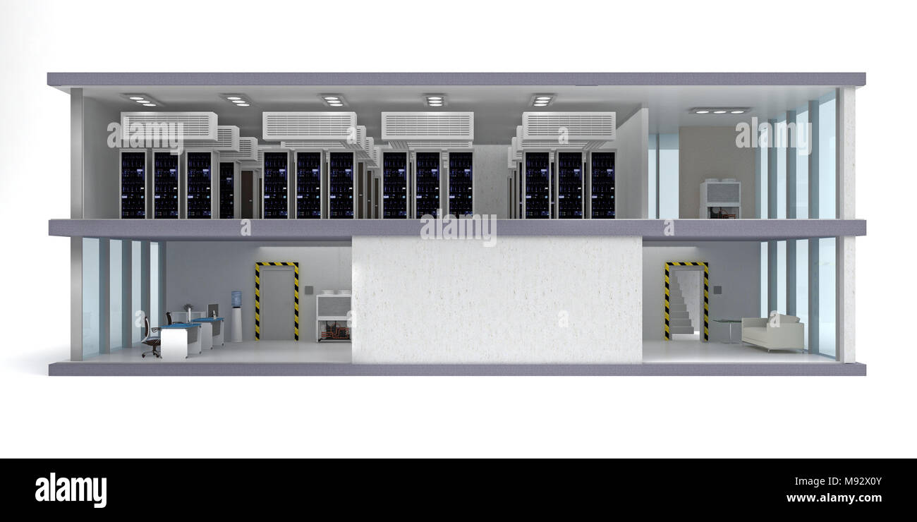 building date center isolated on white. 3d rendering Stock Photo - Alamy