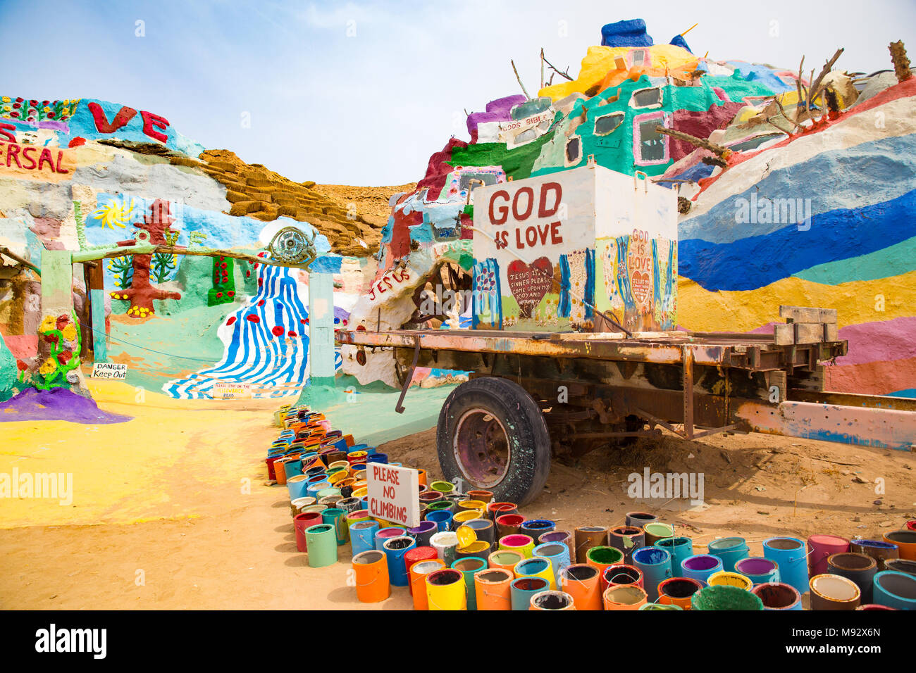Niland, California - March 13, 2018: View of Salvation Mountain in the ...