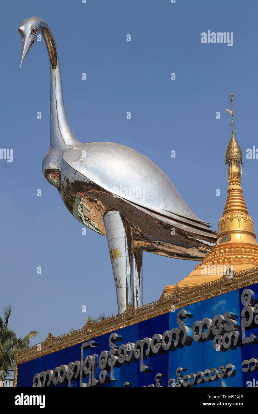 Myanmar, Mon State, Mudon, Win Sein Taw Ya, buddhist temple, entrance ...