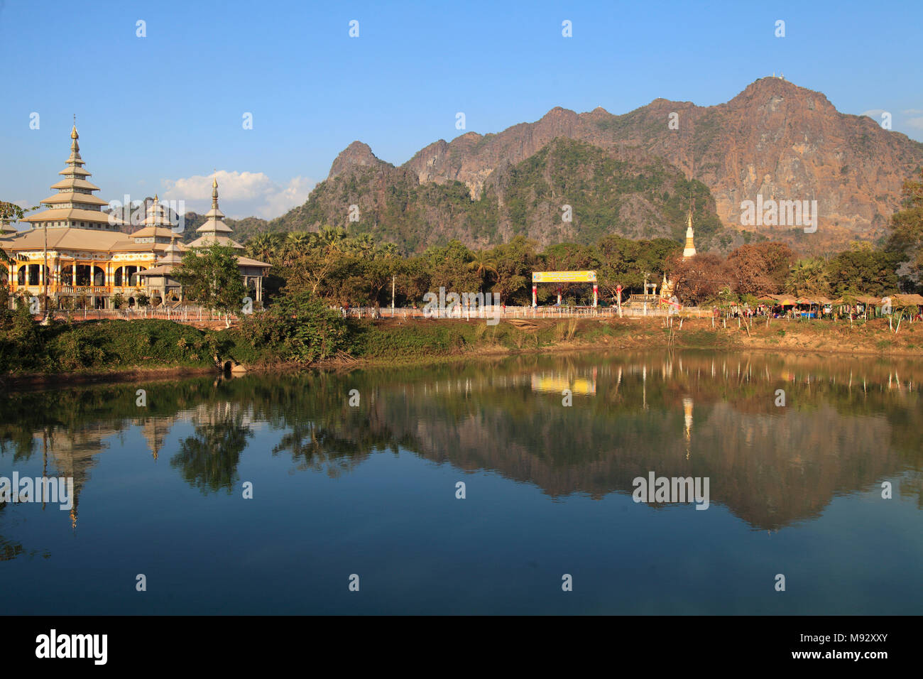 Myanmar, Kayin State, Kyauk Kalap, buddhist monastery, Mount Zwegabin ...