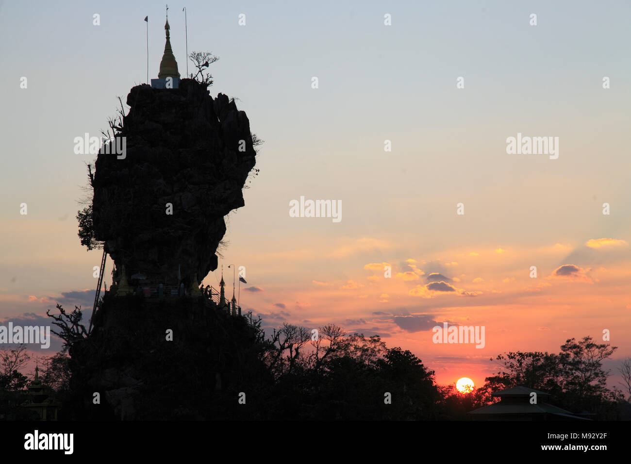 Myanmar, Kayin State, Kyauk Kalap, pagoda, sunset Stock Photo - Alamy