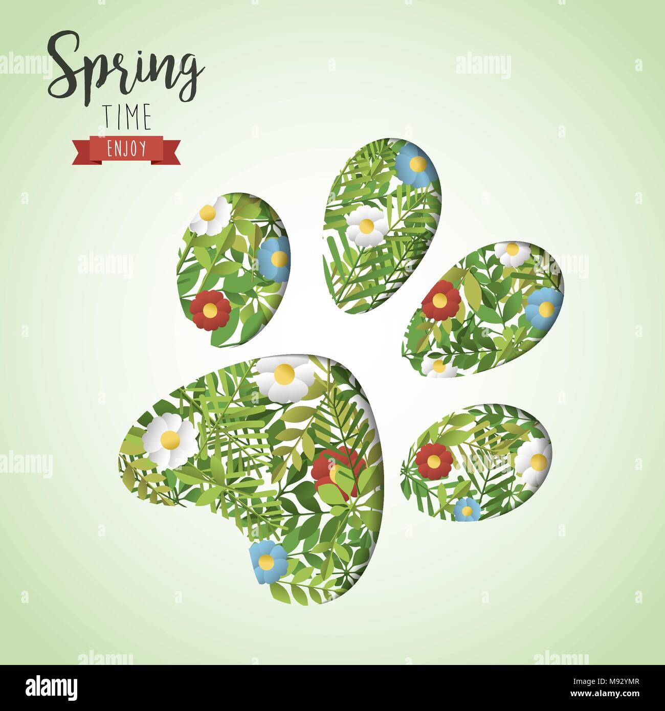 Spring time paper art cutout illustration for seasonal celebration ...