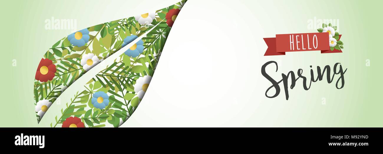 Hello Spring paper art cutout illustration for seasonal celebration ...