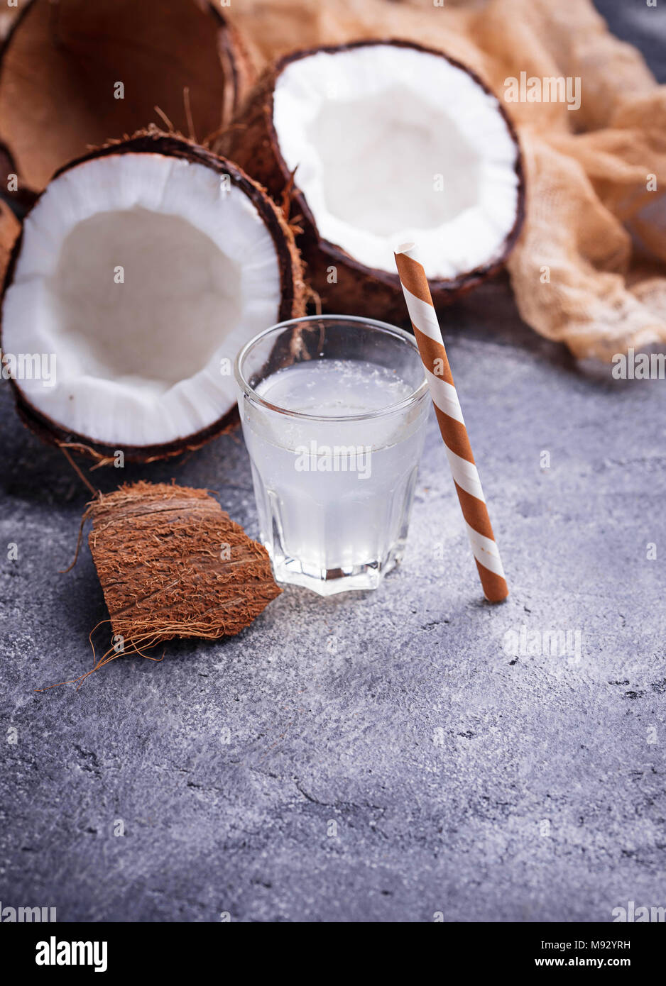 Natural organic fresh coconut water Stock Photo - Alamy