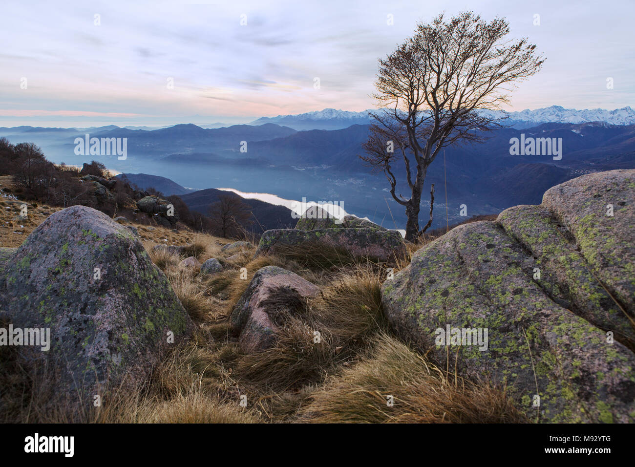 View at sunset from Mottarone mount, Italy Stock Photo - Alamy