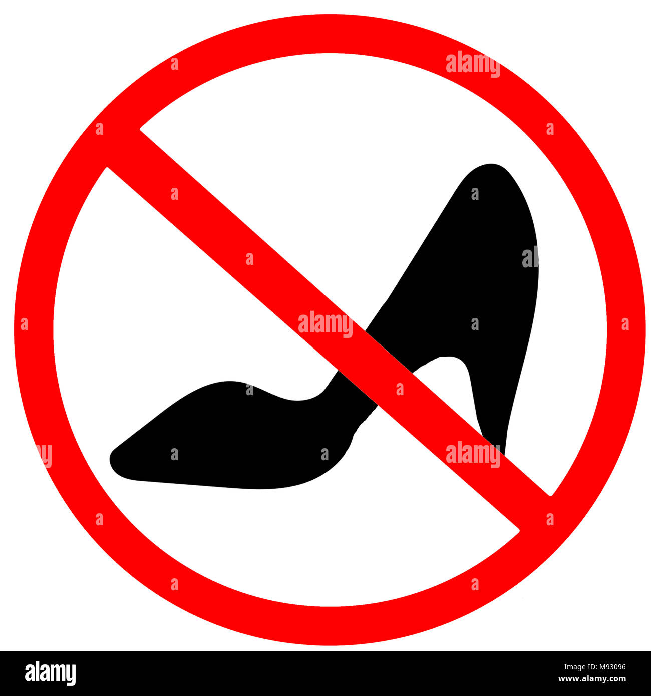 do not wear high heel shoes. Red prohibition warning symbol sign on ...