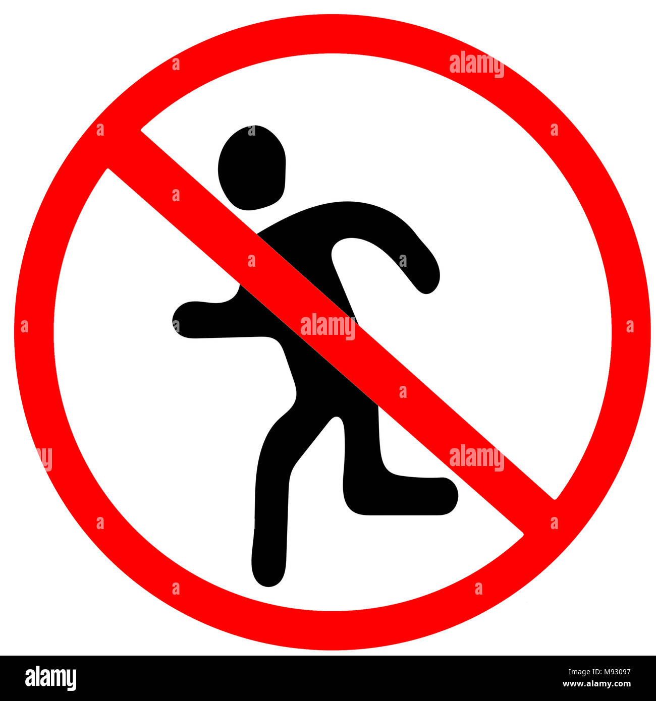 do not run.Red prohibition warning symbol sign on white background ...