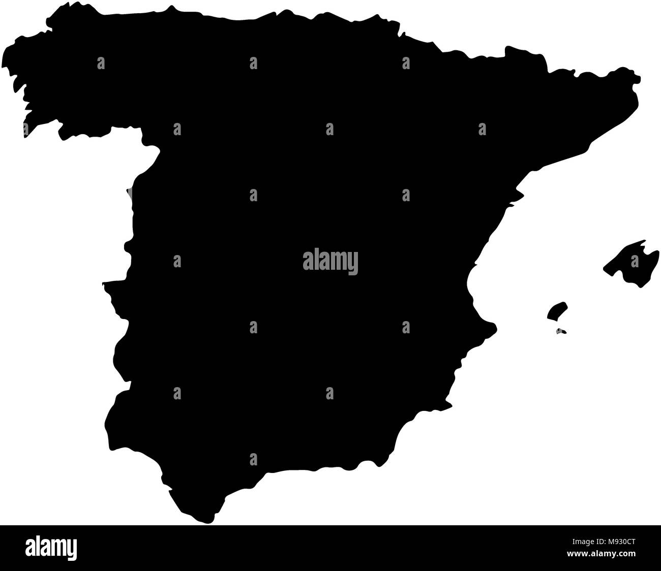 Spain country Map illustration black Stock Photo - Alamy