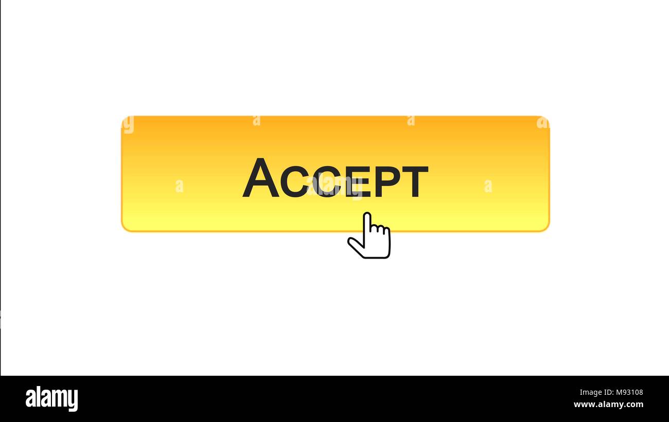 Accept web interface button clicked with mouse cursor, orange color ...