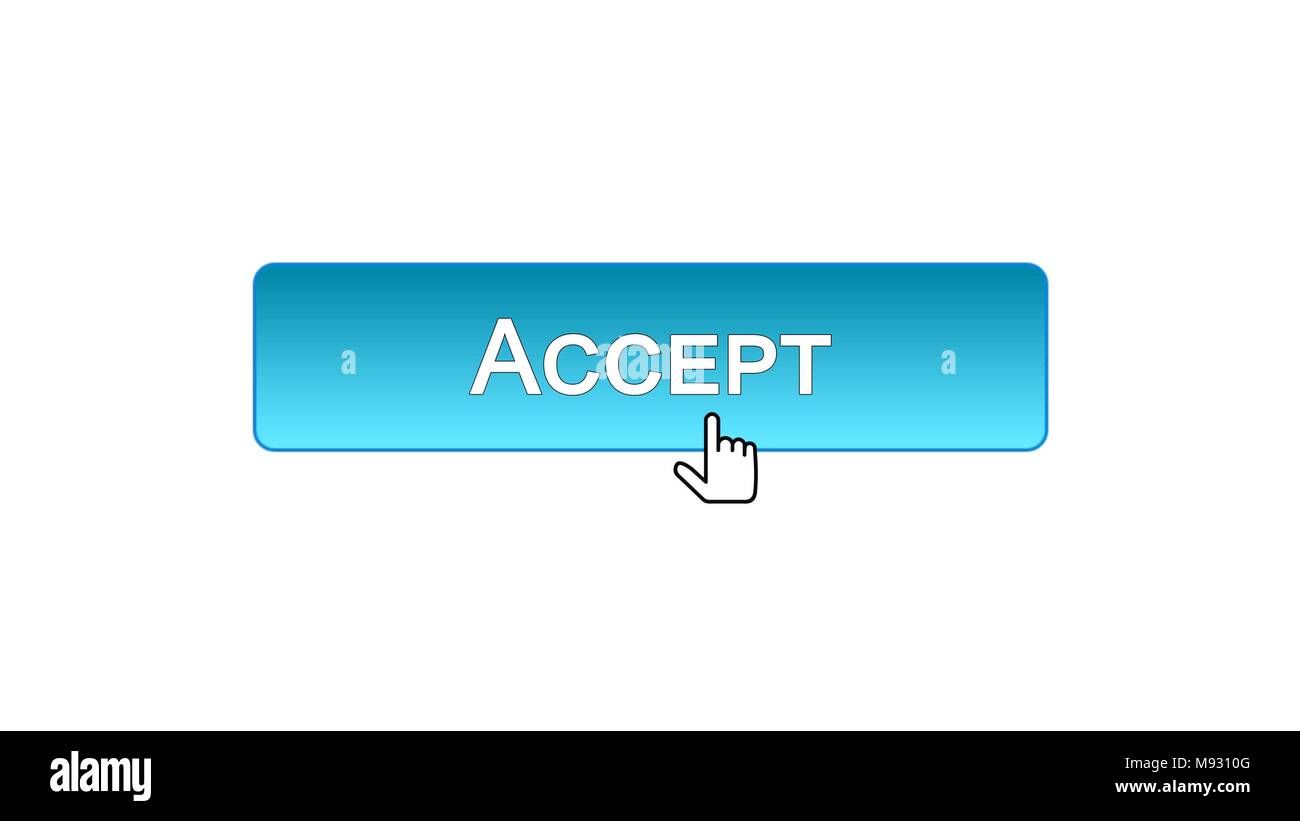 Accept web interface button clicked with mouse cursor, blue color ...