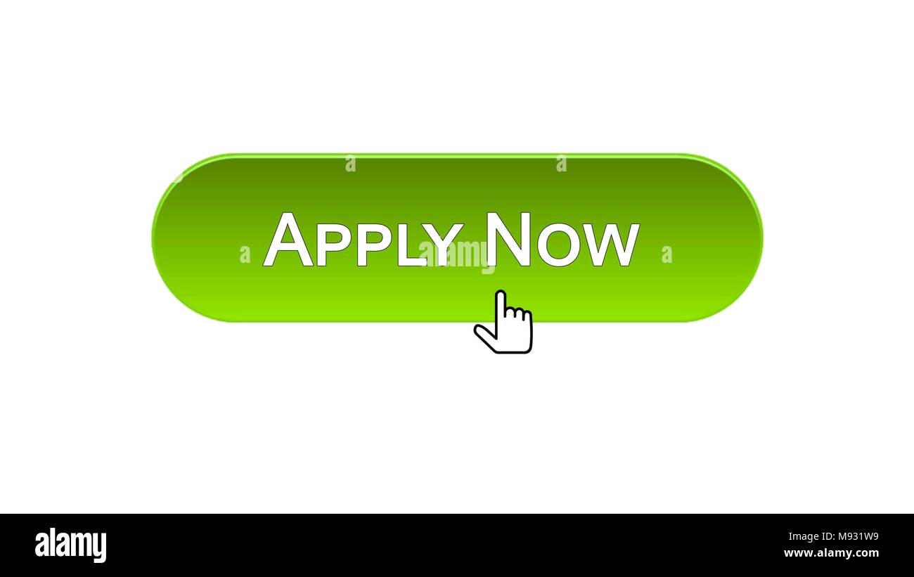 Apply now web interface button clicked mouse cursor, green color ...