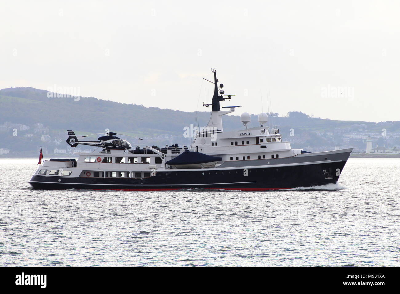 The superyacht MY Itasca heading up the Clyde, with P4-SDL, a ...