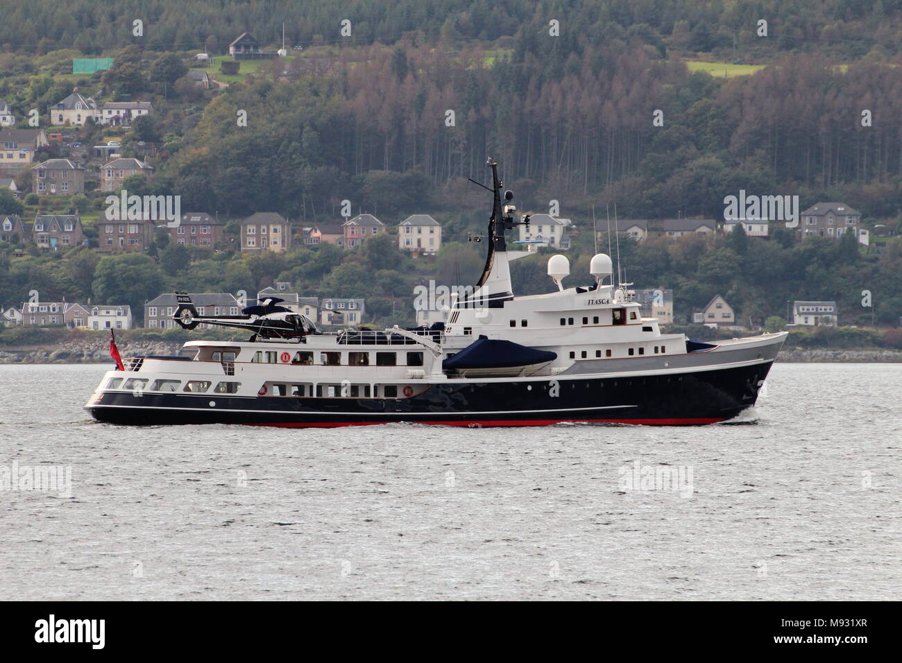 The superyacht MY Itasca heading up the Clyde, with P4-SDL, a ...