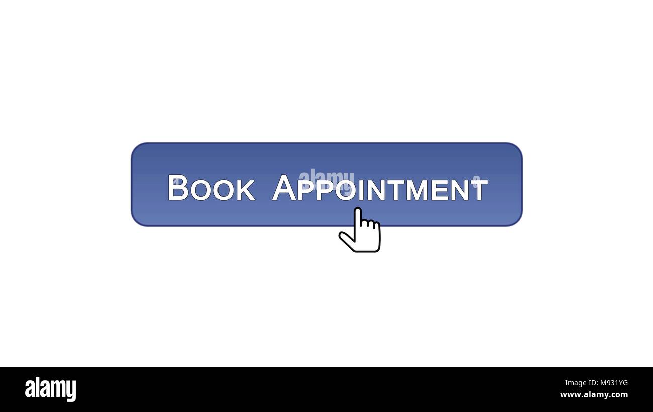 Book appointment web interface button clicked with mouse, violet color ...