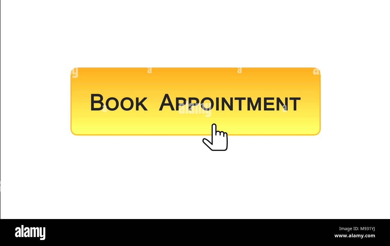 Book appointment web interface button clicked with mouse, orange color ...