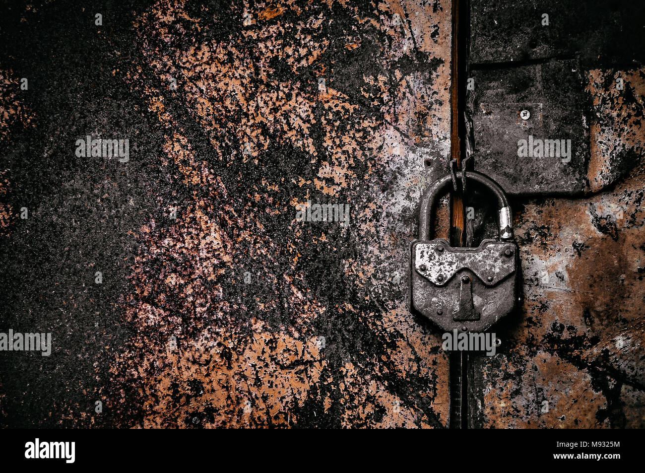 Vintage Old Lock on the Door Stock Photo - Alamy