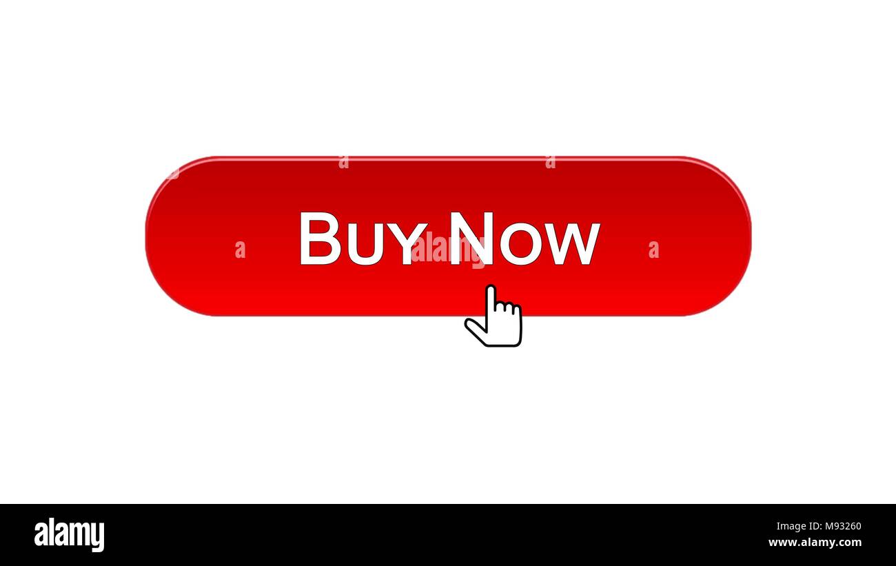 Buy now web interface button clicked with mouse cursor, red color, credit Stock Photo - Alamy
