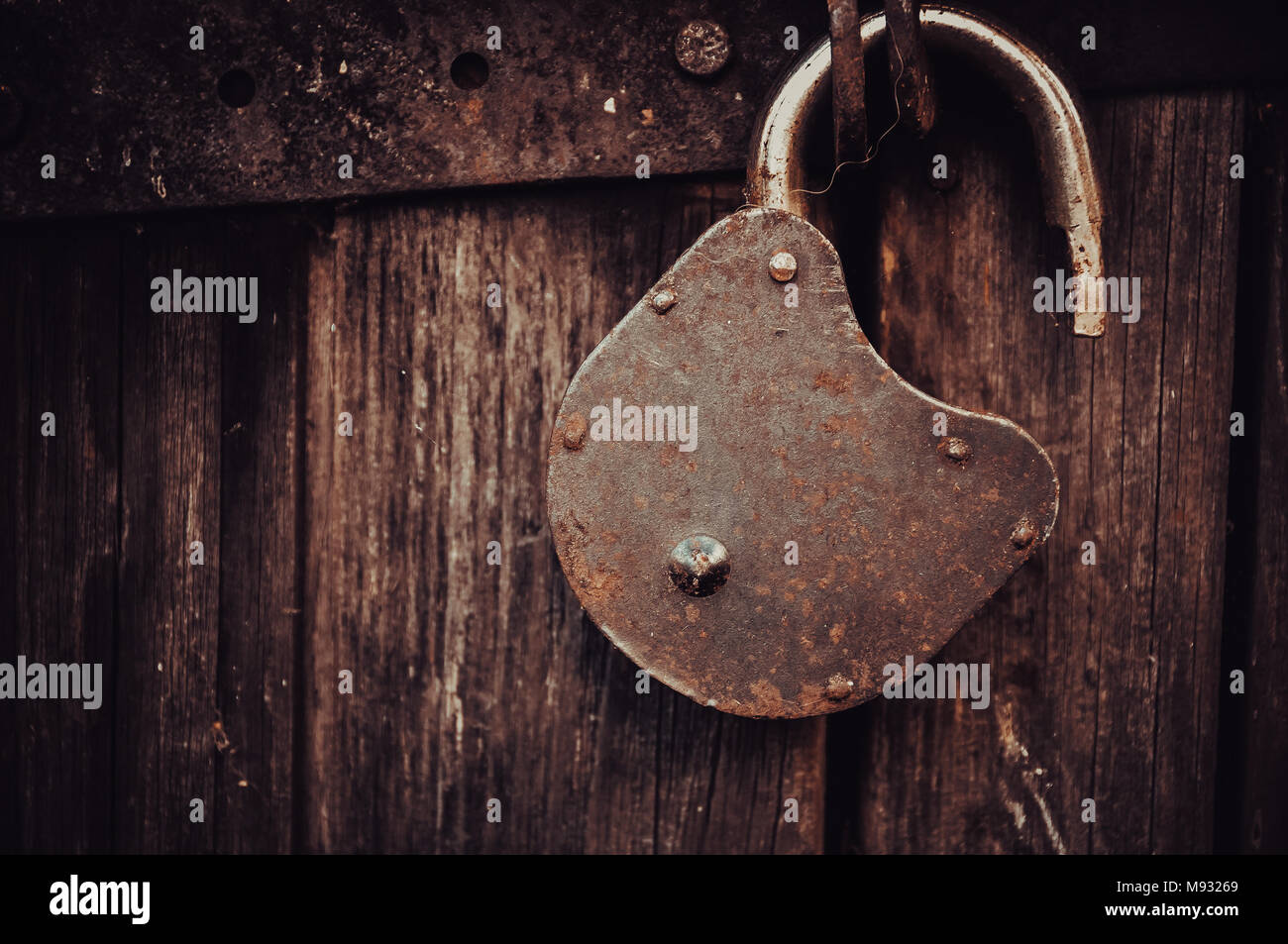 Vintage Old Lock on the Door Stock Photo - Alamy