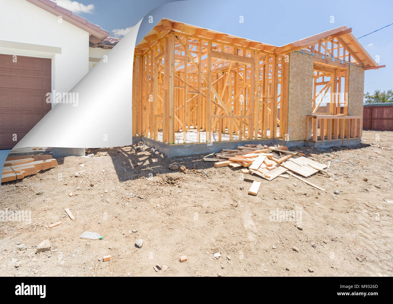 House Construction Framing with Page Corner Flipping to Completed House ...