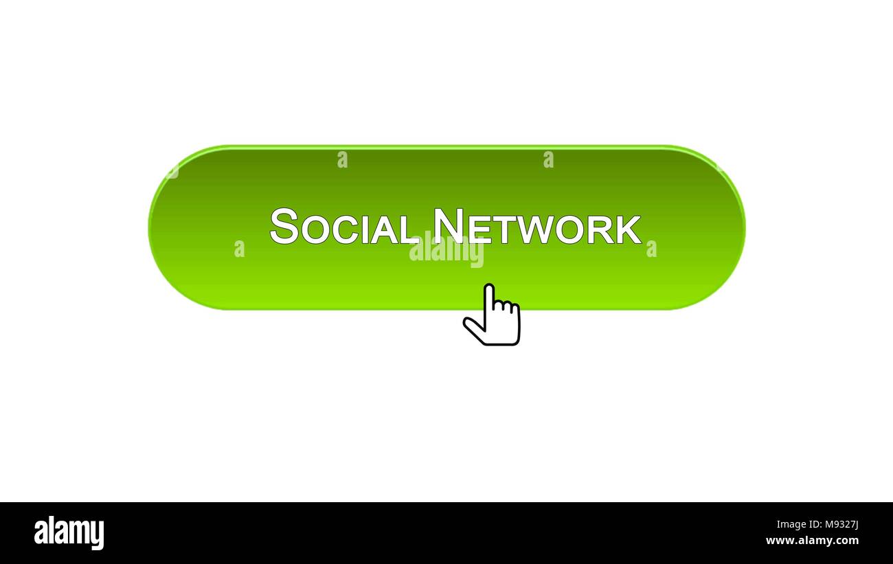 Social Network Web Interface Button Clicked With Mouse Cursor Green 9560