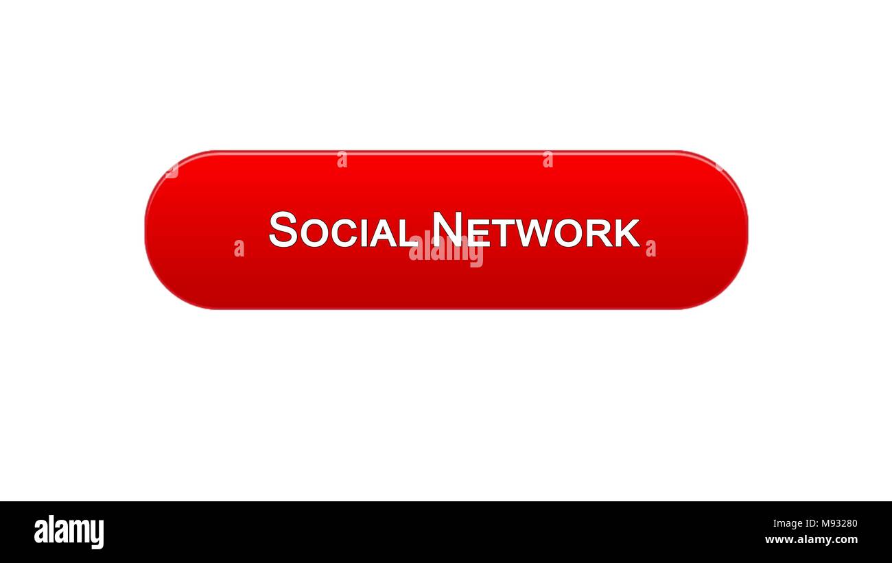 Social network web interface button red color, virtual communication ...