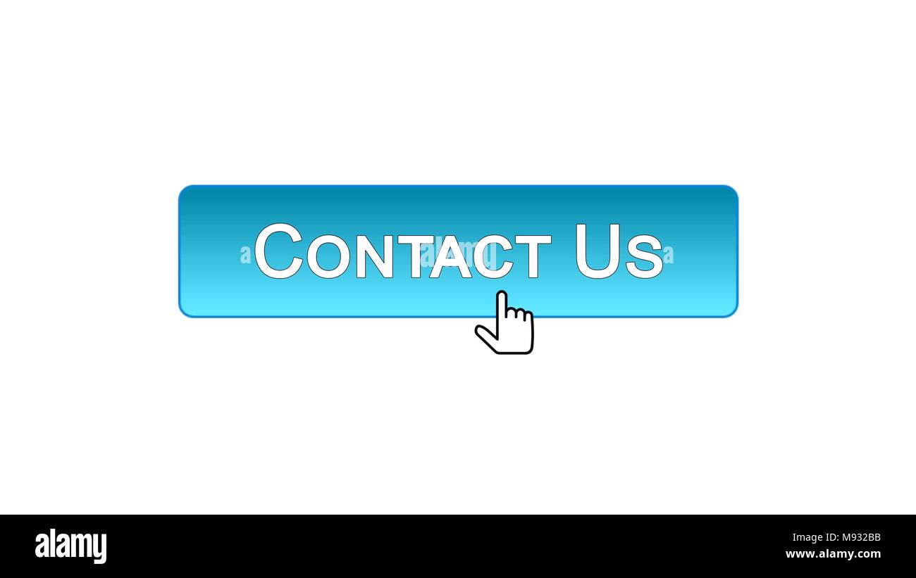Contact us web interface button clicked with mouse cursor, blue color ...