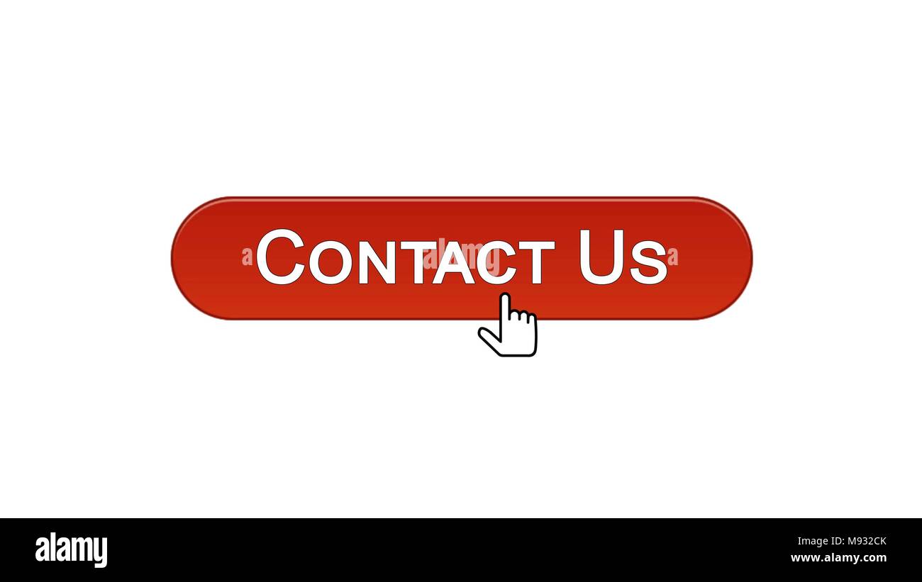 Contact us web interface button clicked with mouse cursor, wine red color, help Stock Photo - Alamy