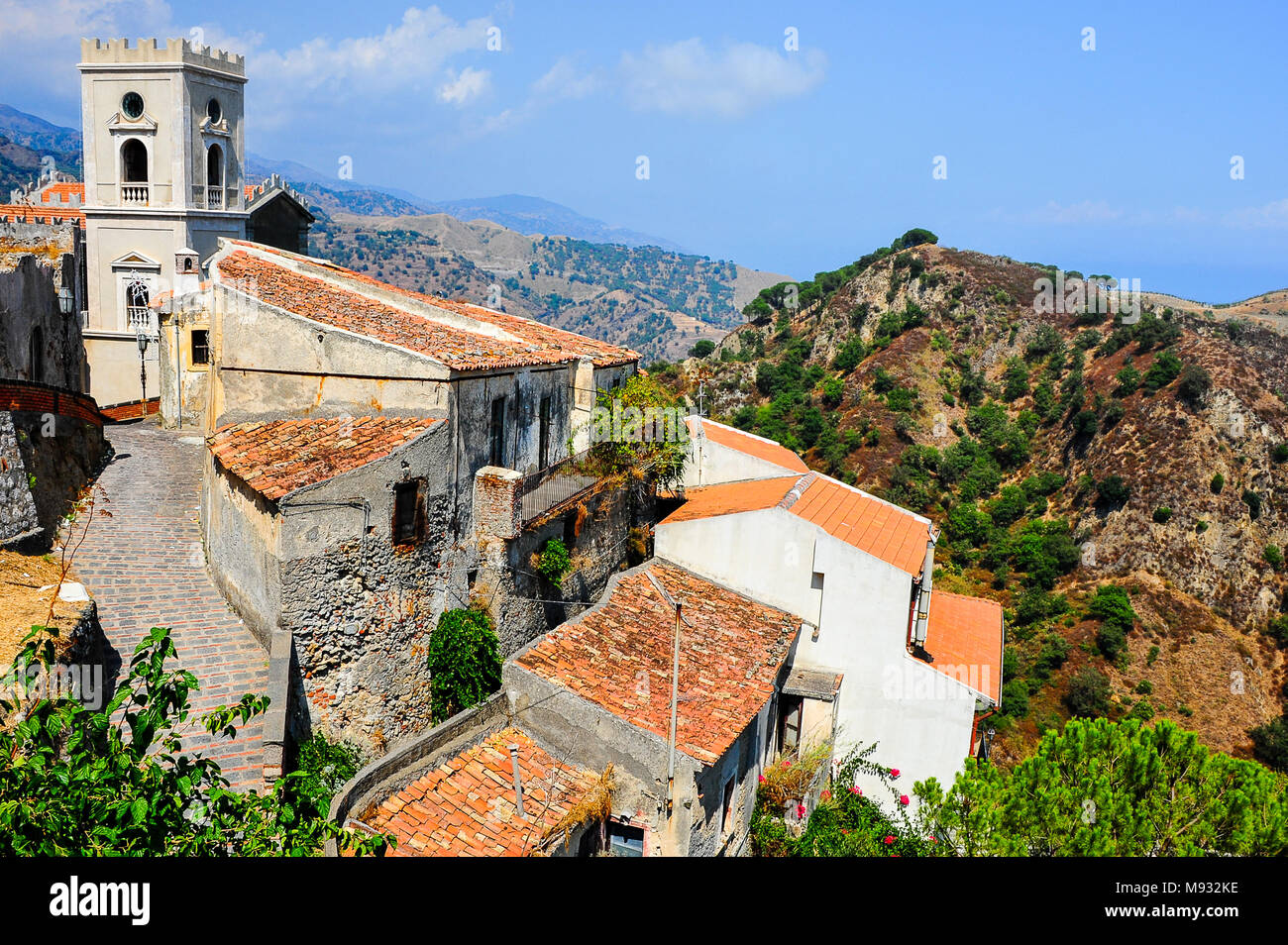 Savoca, Sicily - orange rooftops, stone walls, and Church of St ...