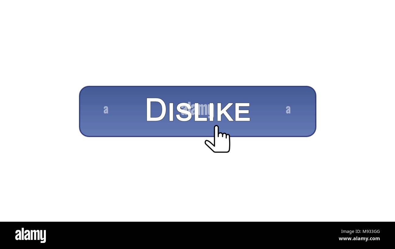 Dislike web interface button clicked with mouse cursor, violet color, online Stock Photo - Alamy