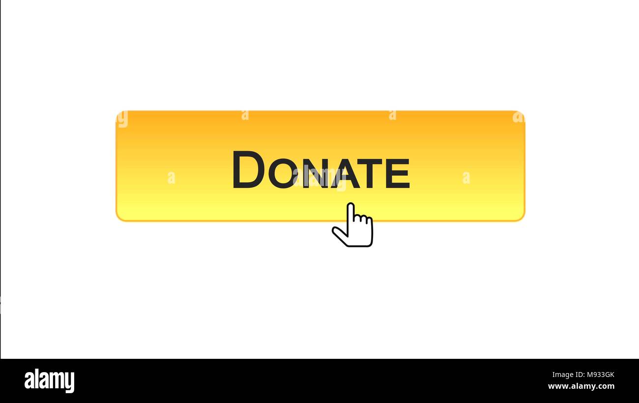 Donate Web Interface Button Clicked With Mouse Cursor Orange Color