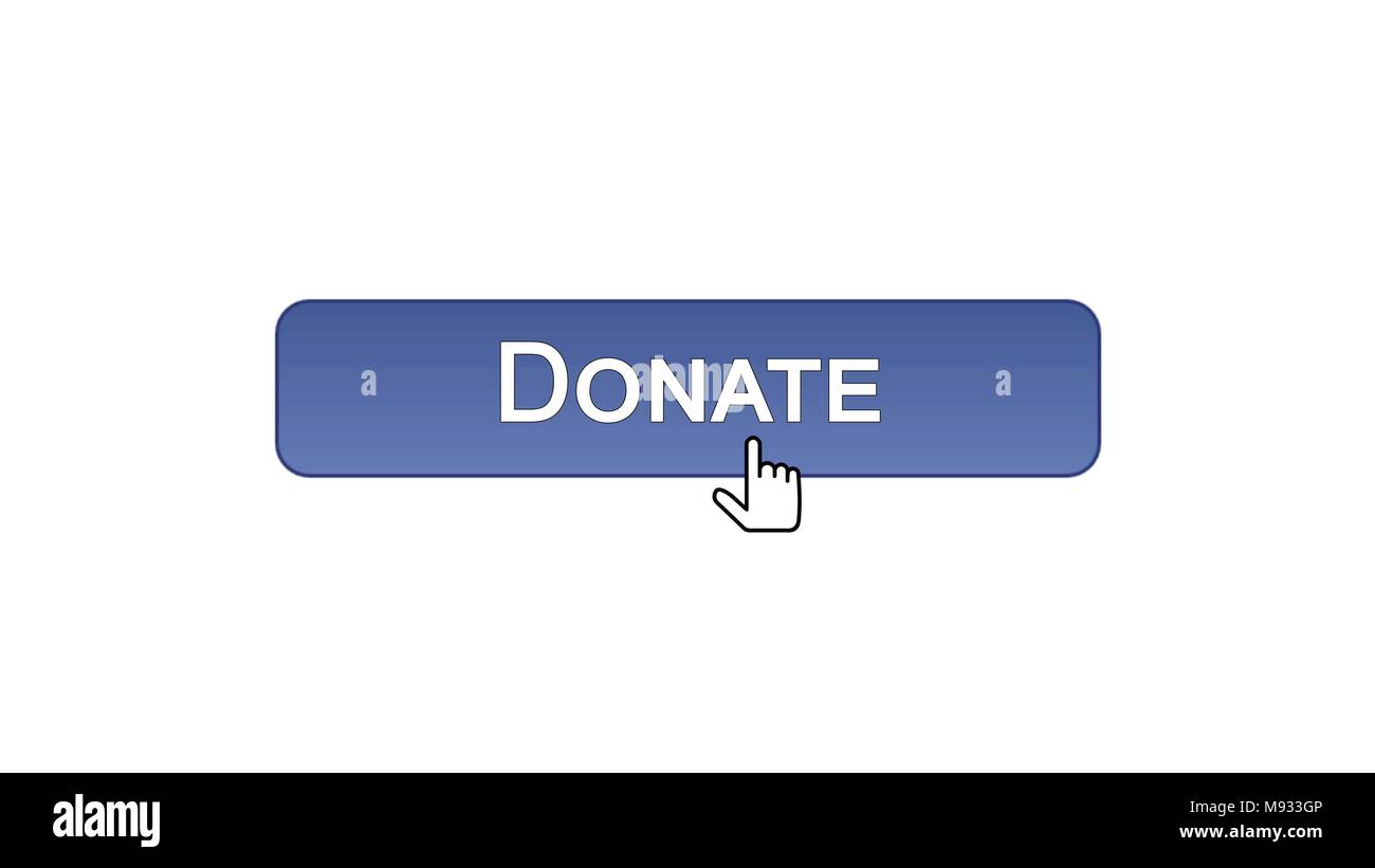 Donate web interface button clicked with mouse cursor, violet color, support Stock Photo - Alamy
