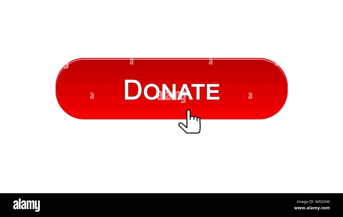 Donate Web Interface Button Clicked With Mouse Cursor Red Color
