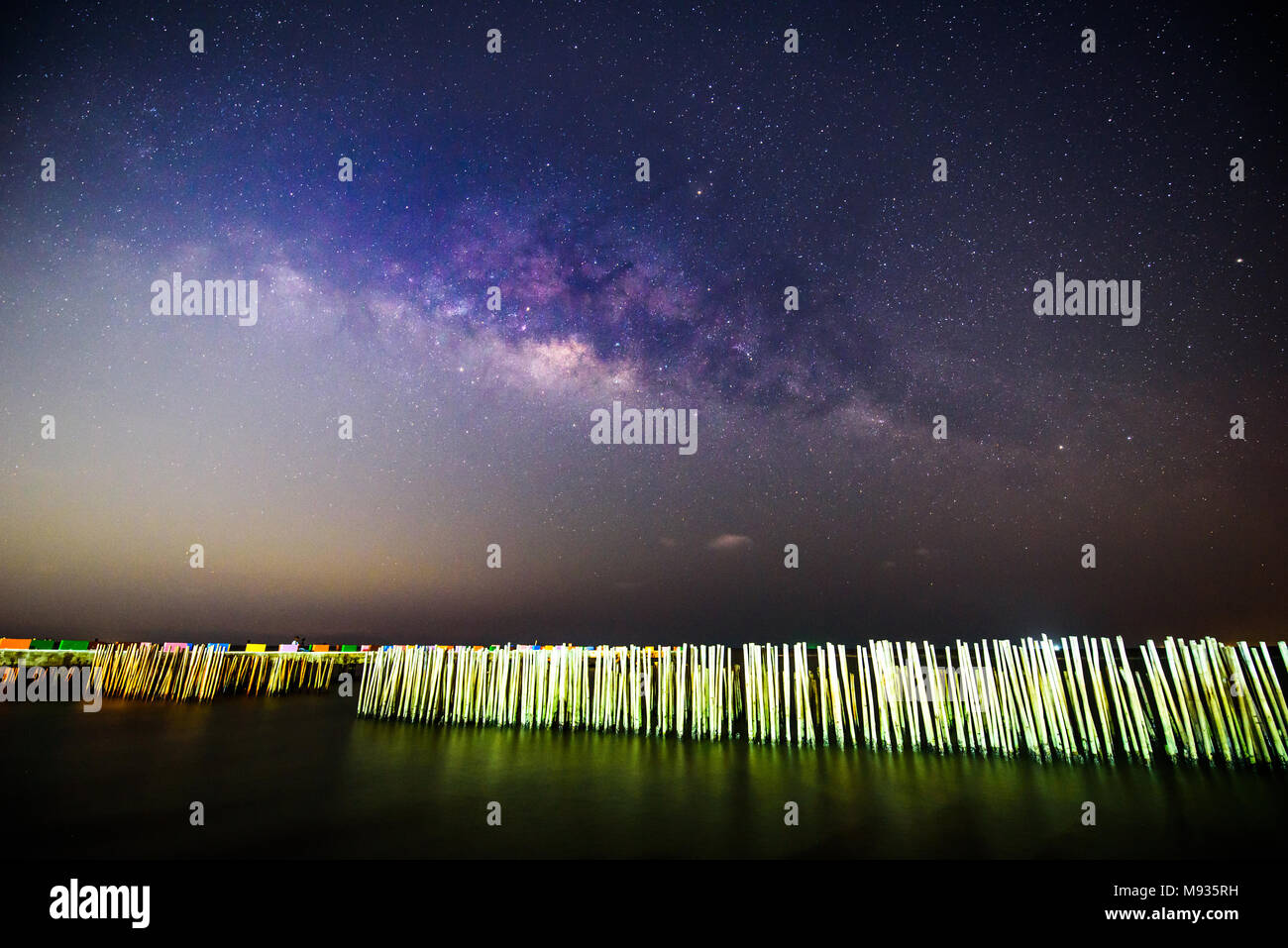 Milky way at the sea in dark night Stock Photo - Alamy