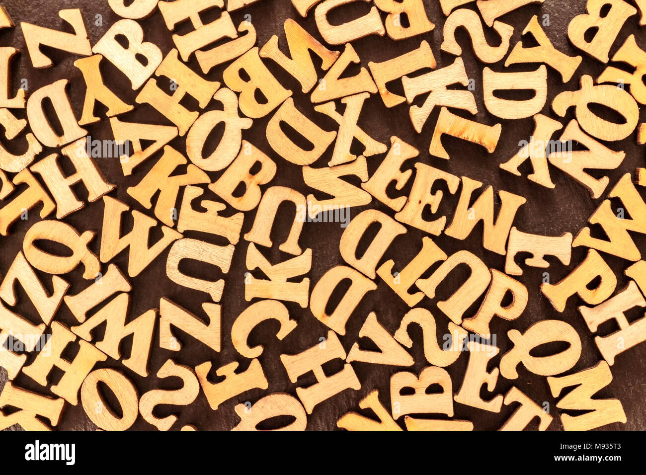 Wooden English letters background. The view from the top Stock Photo ...