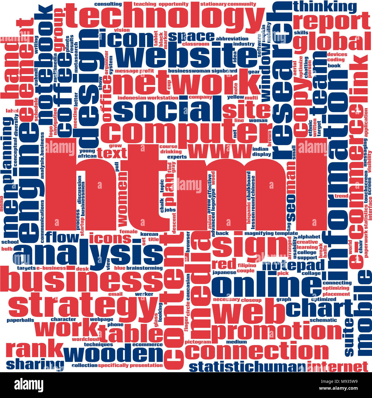 HTML word cloud concept on white background, 3d rendering Stock Photo ...