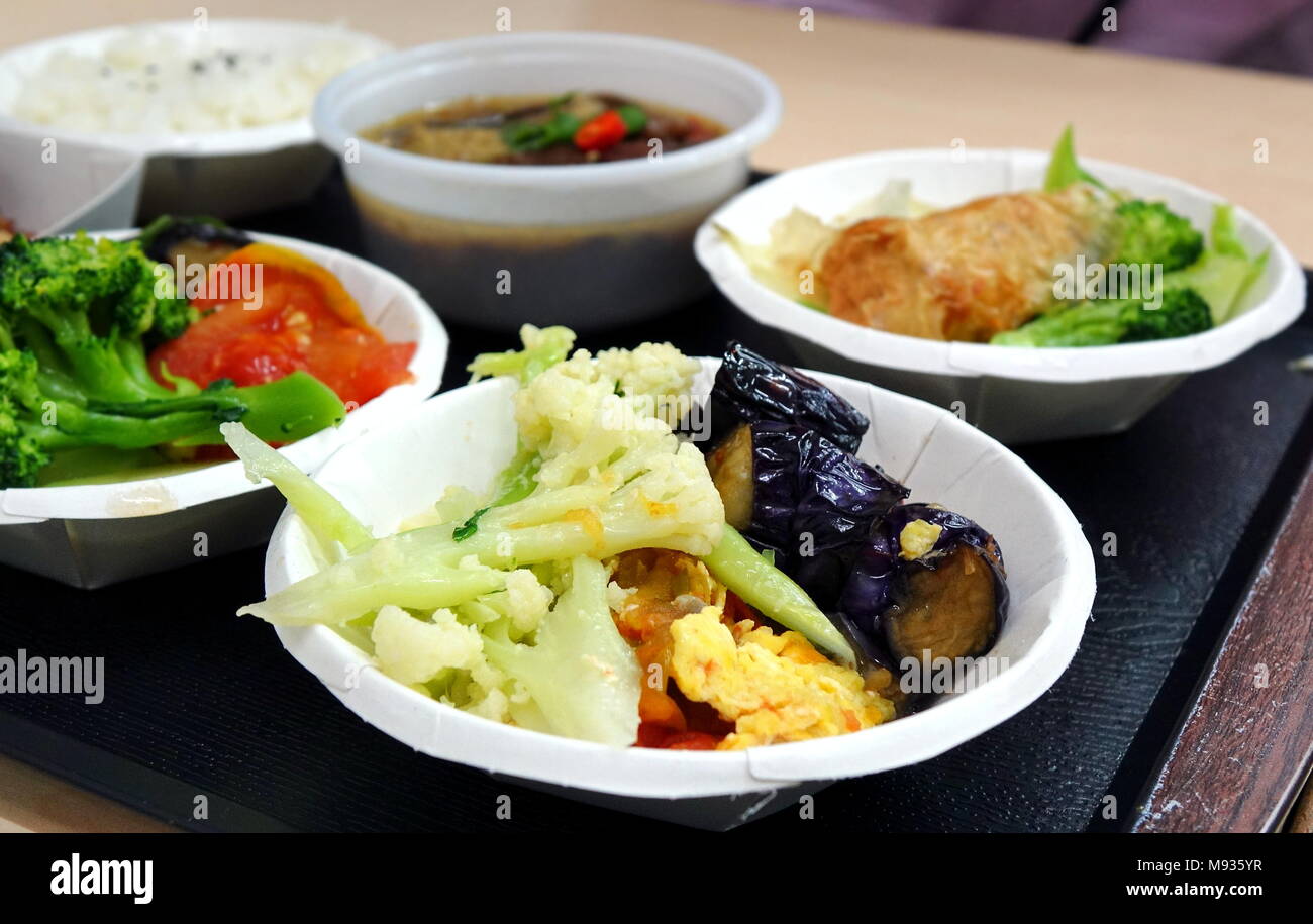 A Chinese lunch set with beef stew and assorted vegetables Stock Photo ...