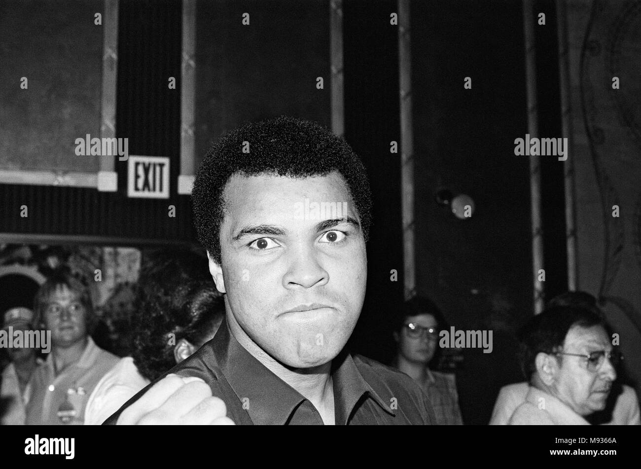 Muhammad Ali at pre fight press conference for his upcoming fight with ...