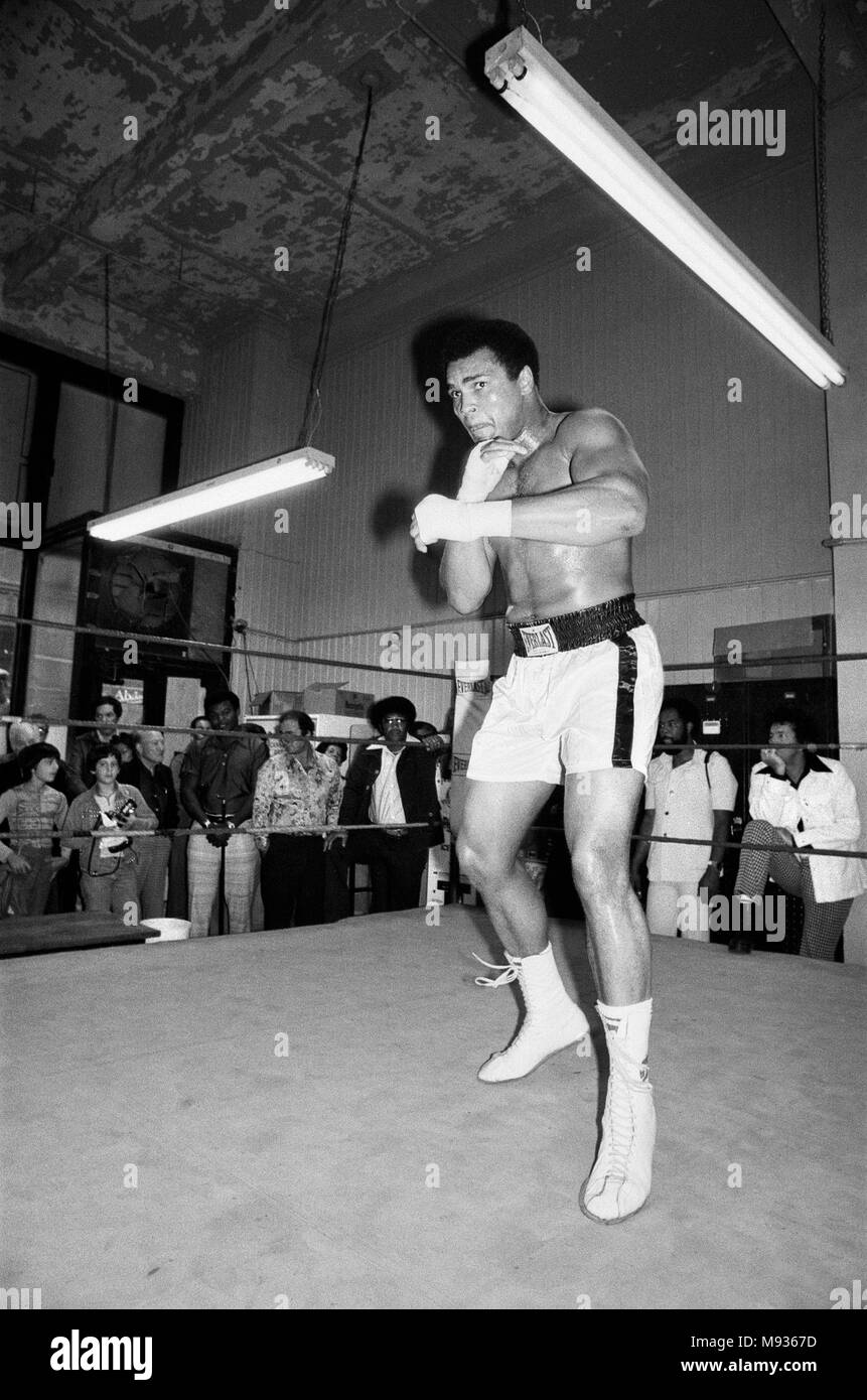 Muhammad Ali training at Gleason's Gym in New York, for his World ...