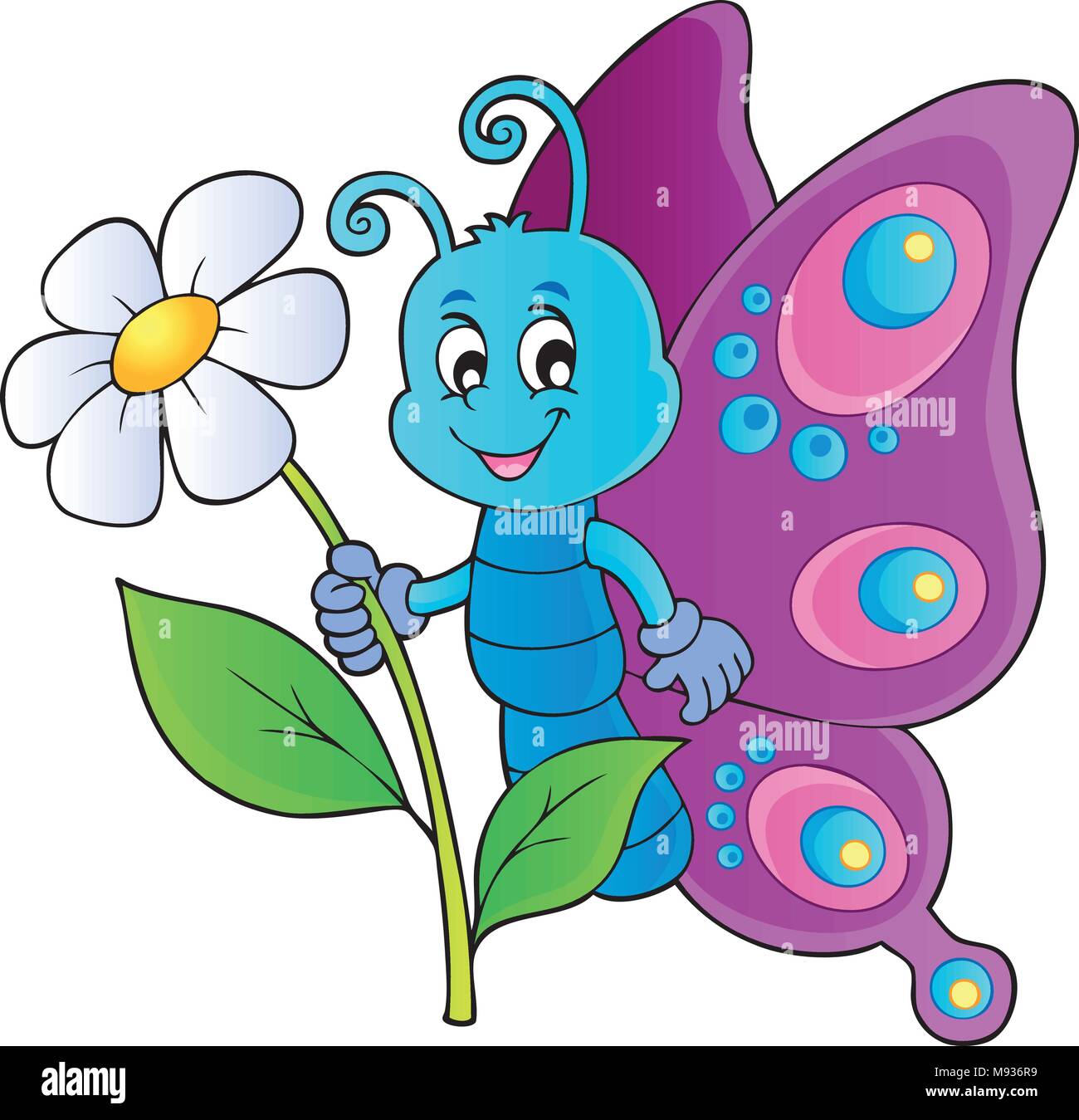 Happy butterfly holding flower theme 1 - eps10 vector illustration ...